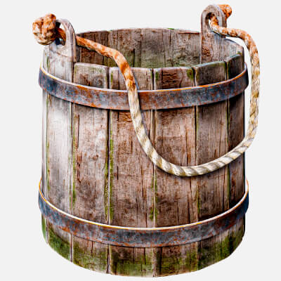 Wooden Old Bucket Game Ready PBR - 3D Model by Locus Models