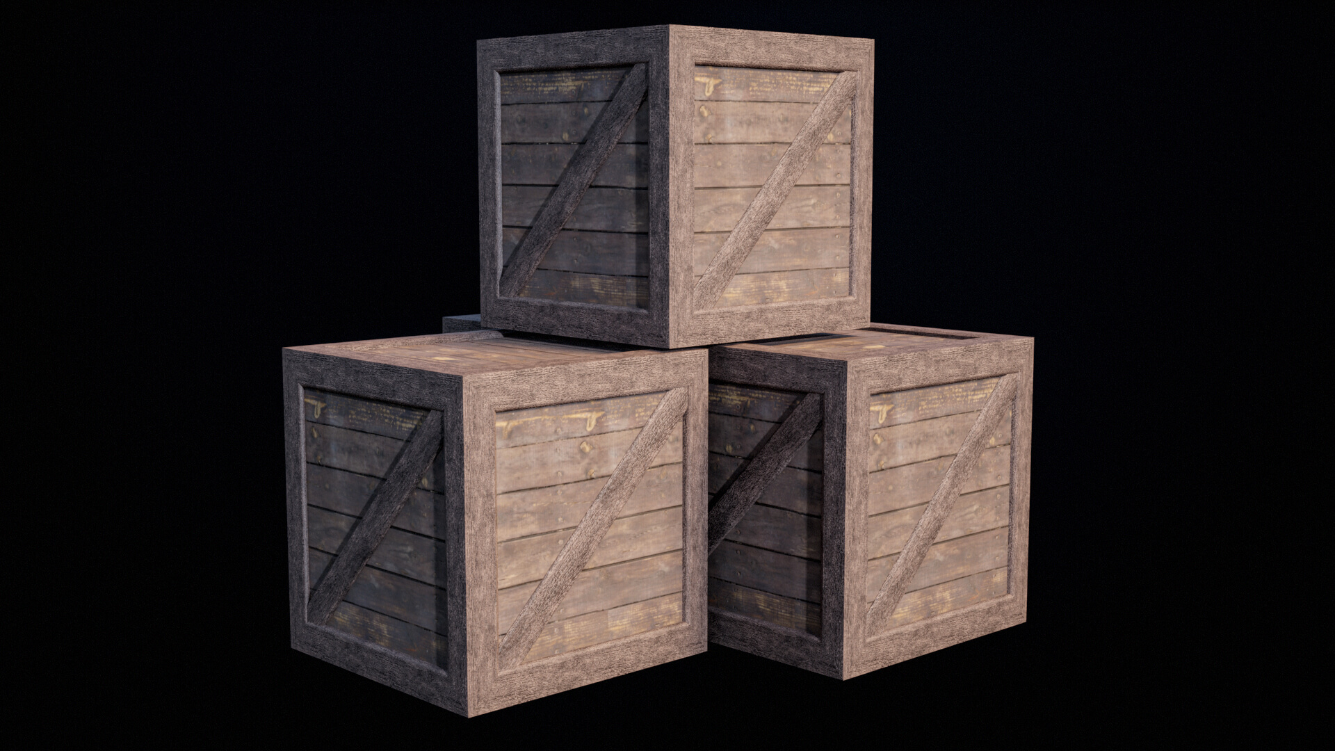 Wooden Old Crates Game Ready PBR - 3D Model by Locus Models