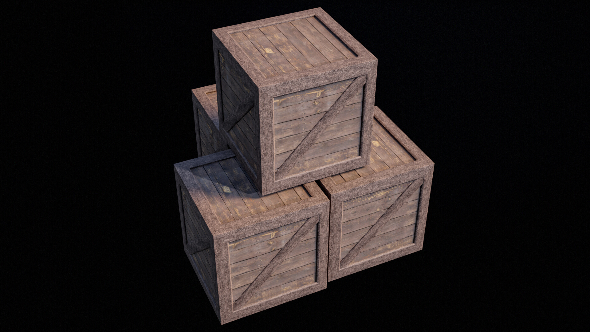 Wooden Old Crates Game Ready PBR - 3D Model by Locus Models