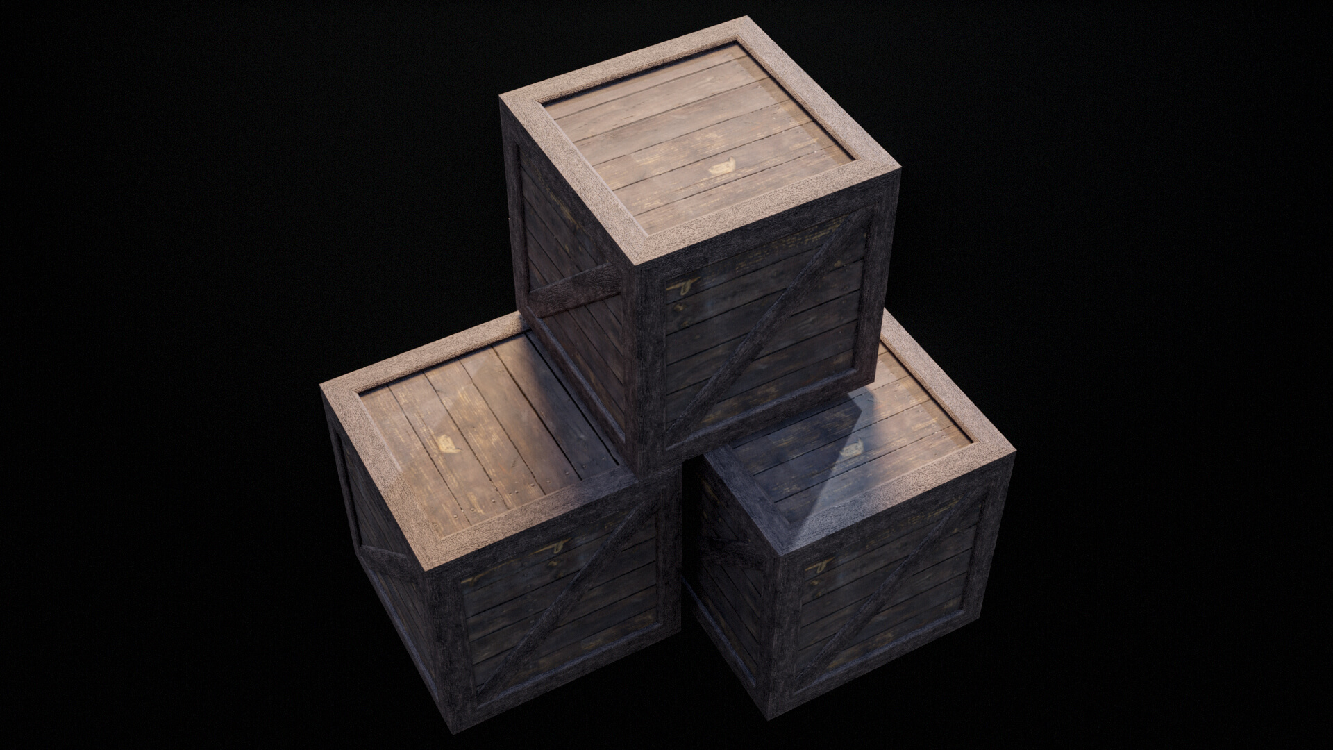 Wooden Old Crates Game Ready PBR - 3D Model by Locus Models