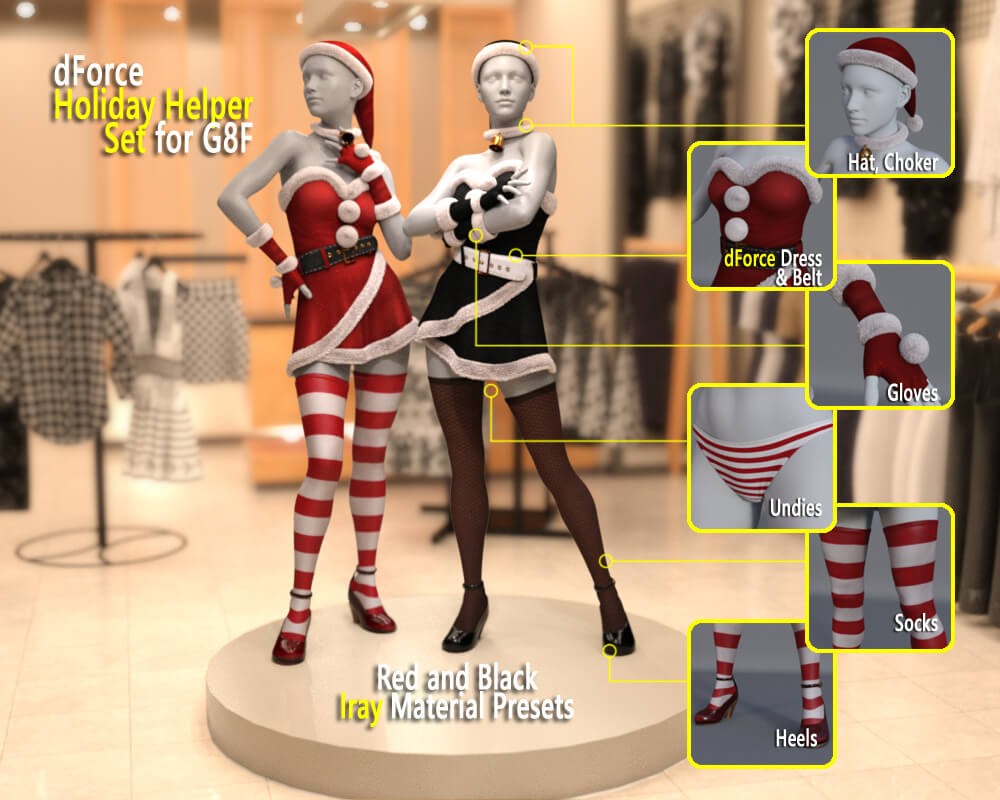 dForce Holiday Helper Set for G8F - Daz Content by loner02