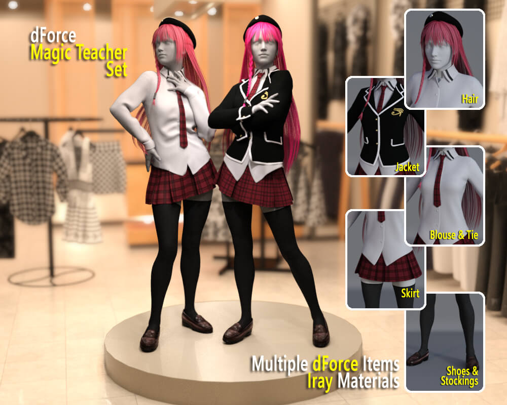 dForce Magic Teacher Set for G8F - Daz Content by loner02