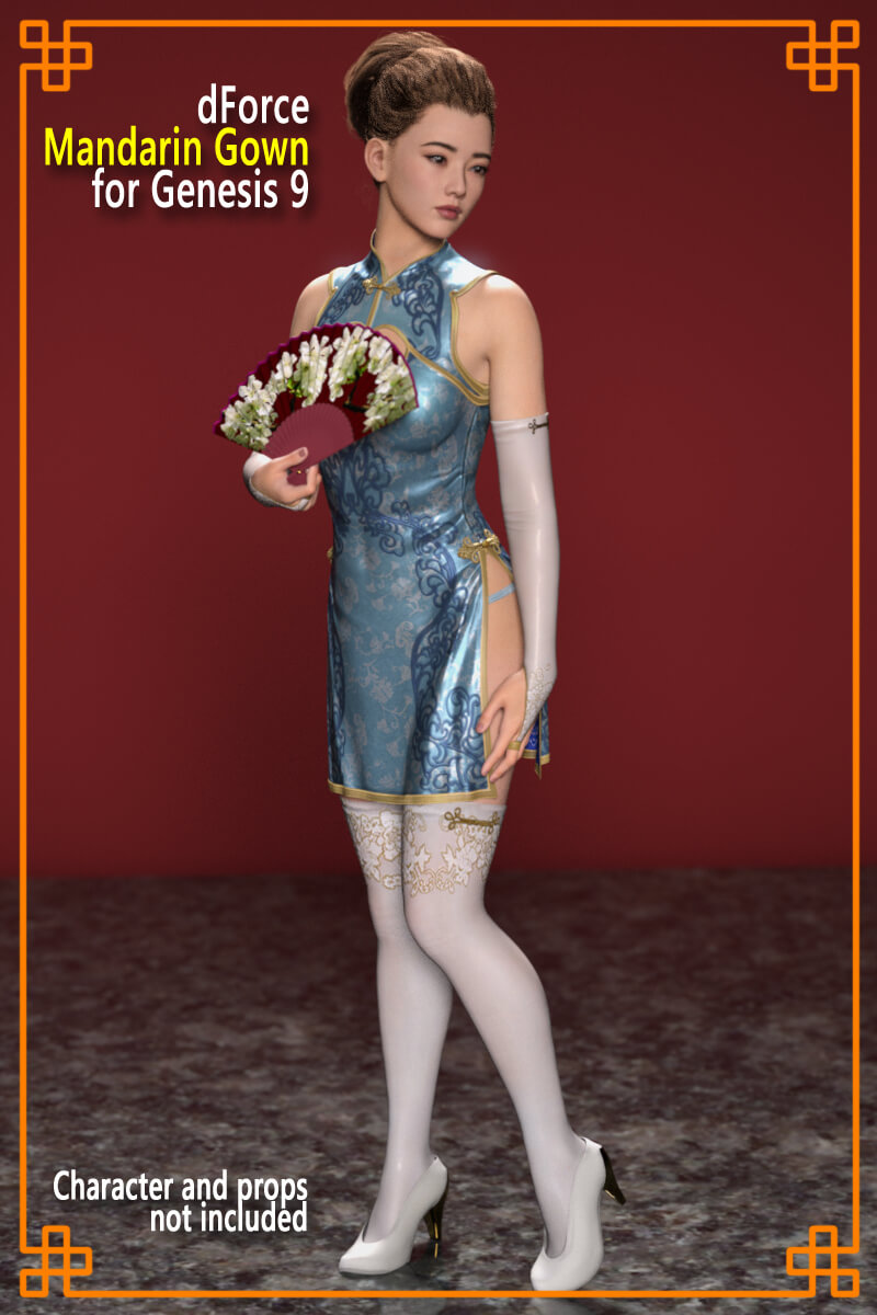 dForce Mandarin Gown Set for G9 - Daz Content by loner02