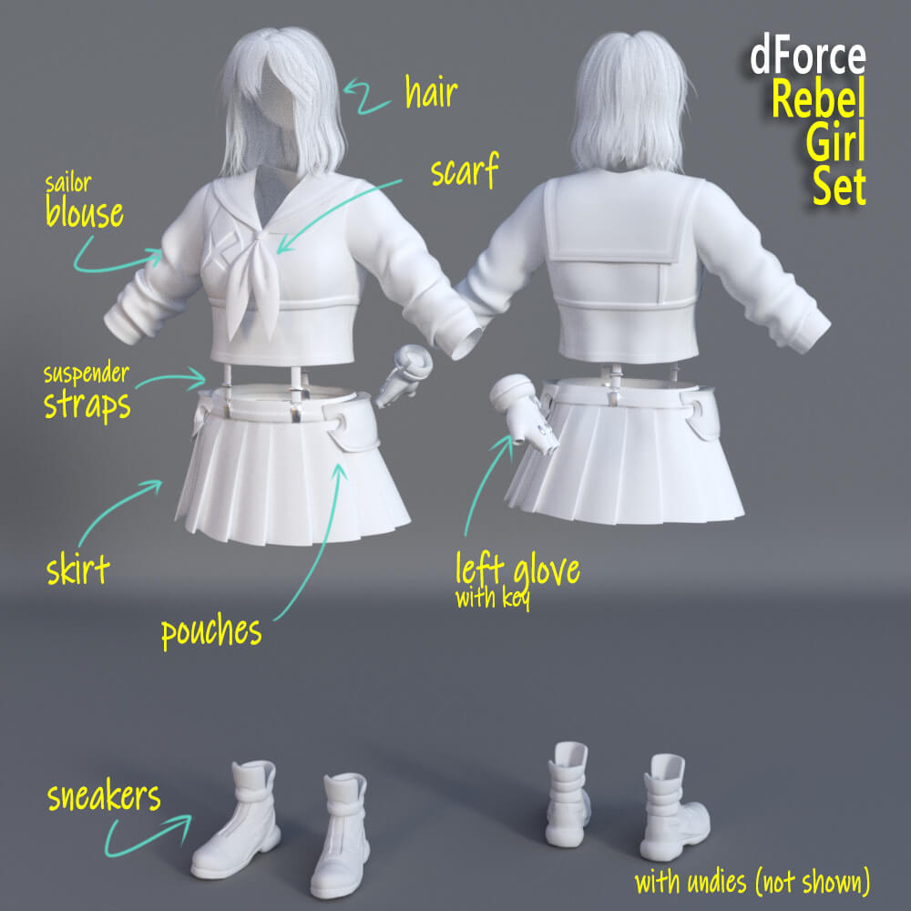 dForce Rebel Girl Set for G9 - Daz Content by loner02