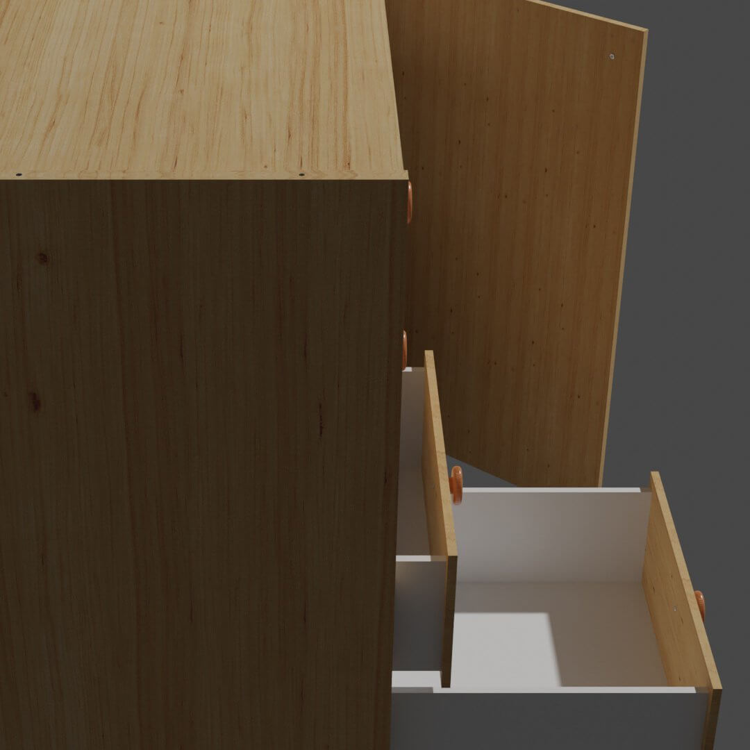 Cabinet with 4 Drawers and a Door - 3D Model by Loodi