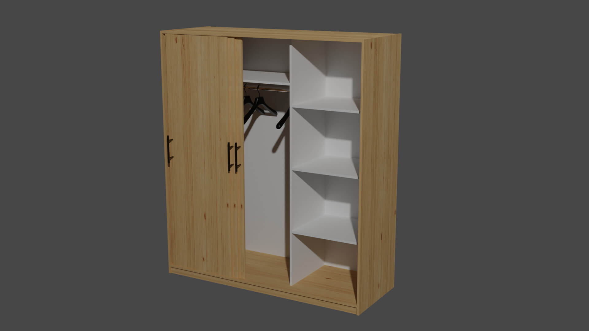Clothing Wardrobe With Sliding Doors - 3D Model by Loodi