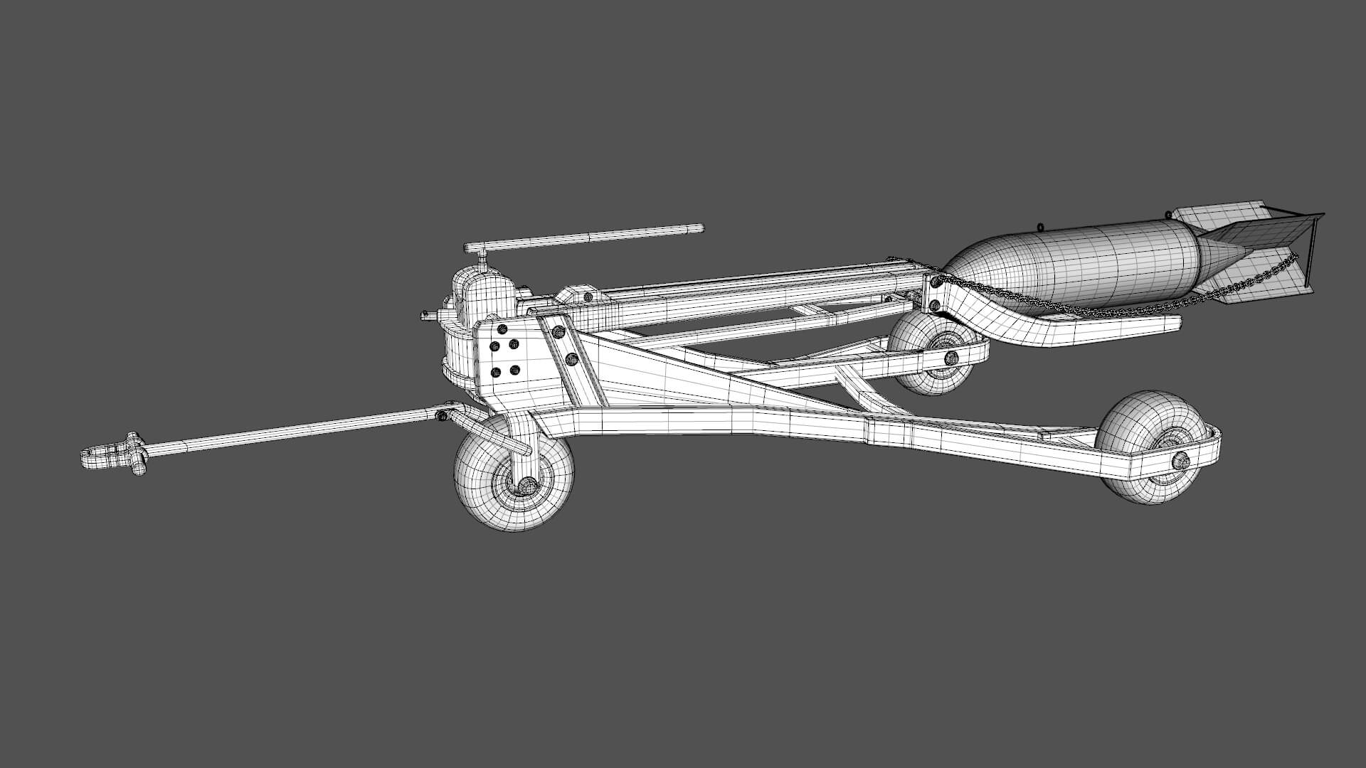 Bomb Carts - Terminal Trailers German WW2 Low Poly 3D Model by Lord_akaal