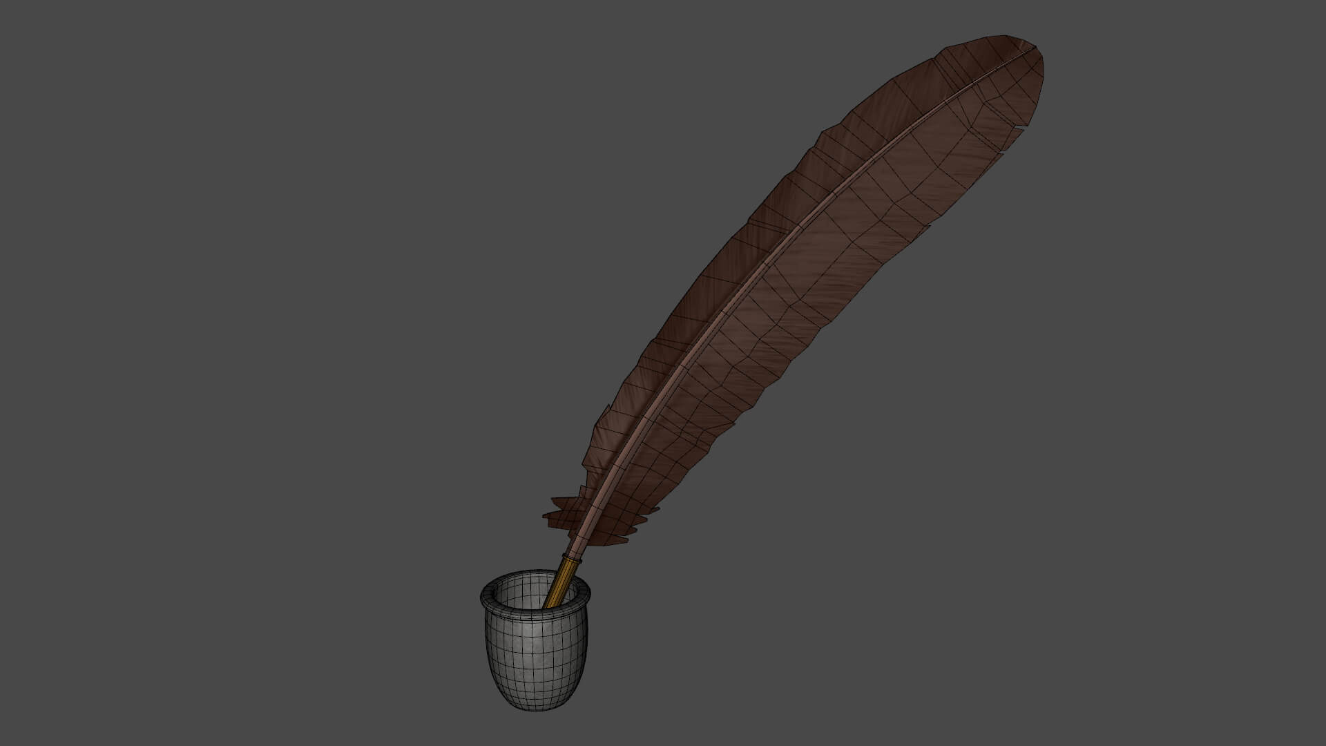 Quill and Inkpot Low Poly 3D Model by Lord_akaal
