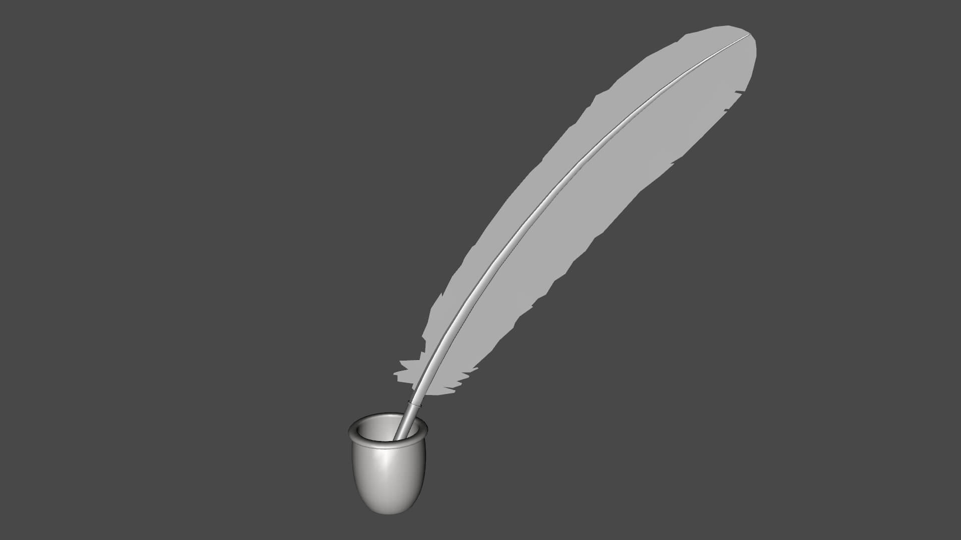 Quill and Inkpot Low Poly 3D Model by Lord_akaal