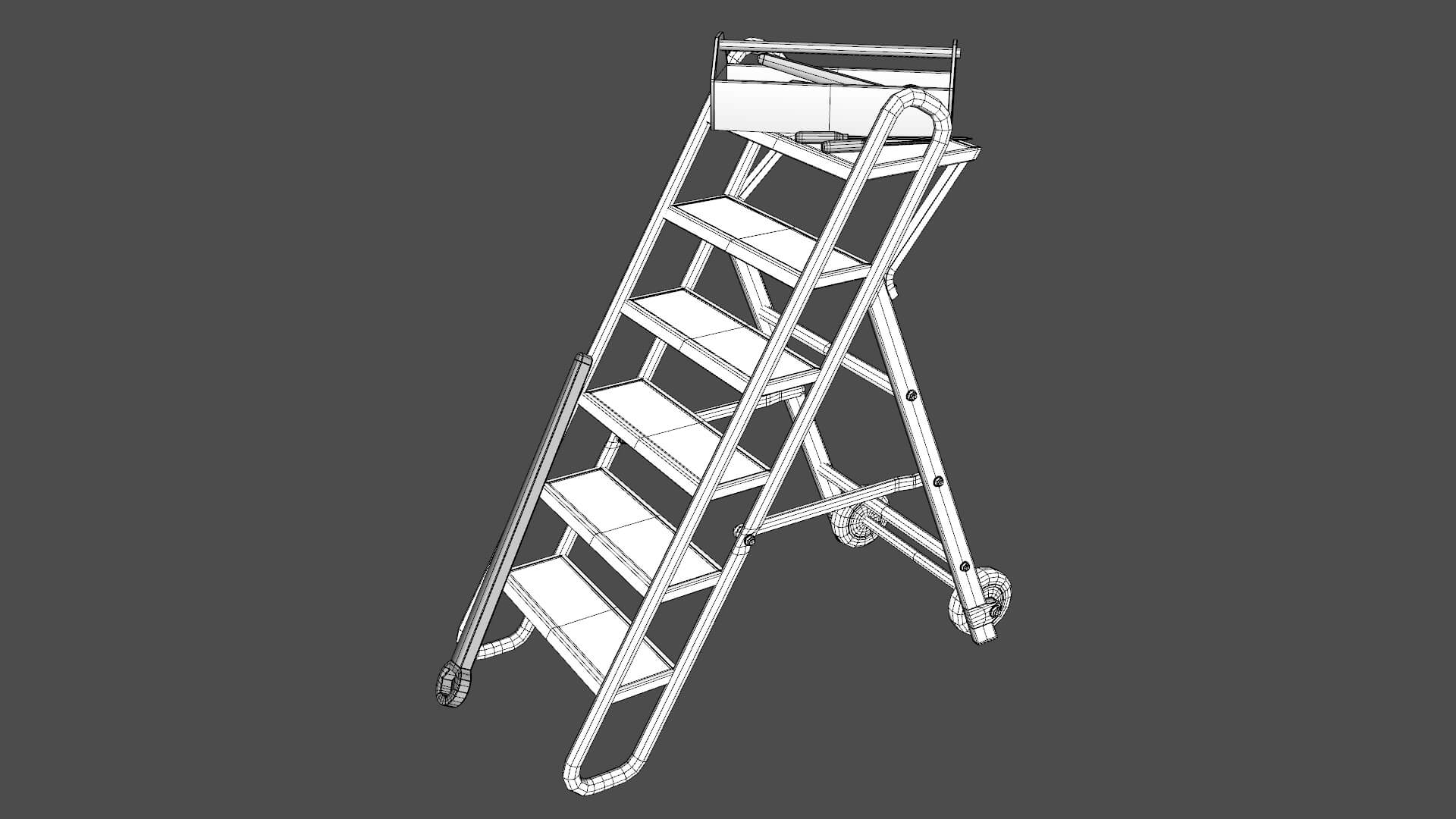 Step Stool With Tools Low Poly 3D Model by Lord_akaal