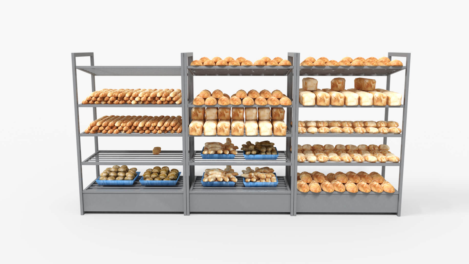 Supermarket Bread Shelve Low Poly 3D Model by Lord_akaal