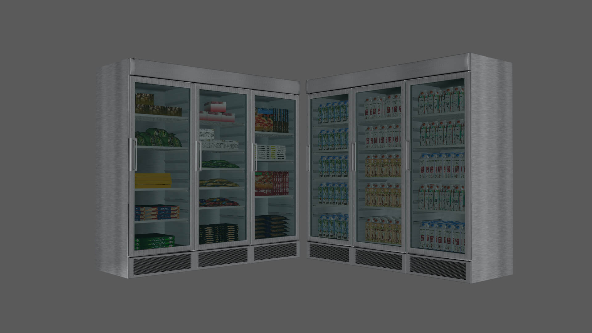 Supermarket Fridge Collection Low Poly 3D Model by Lord_akaal