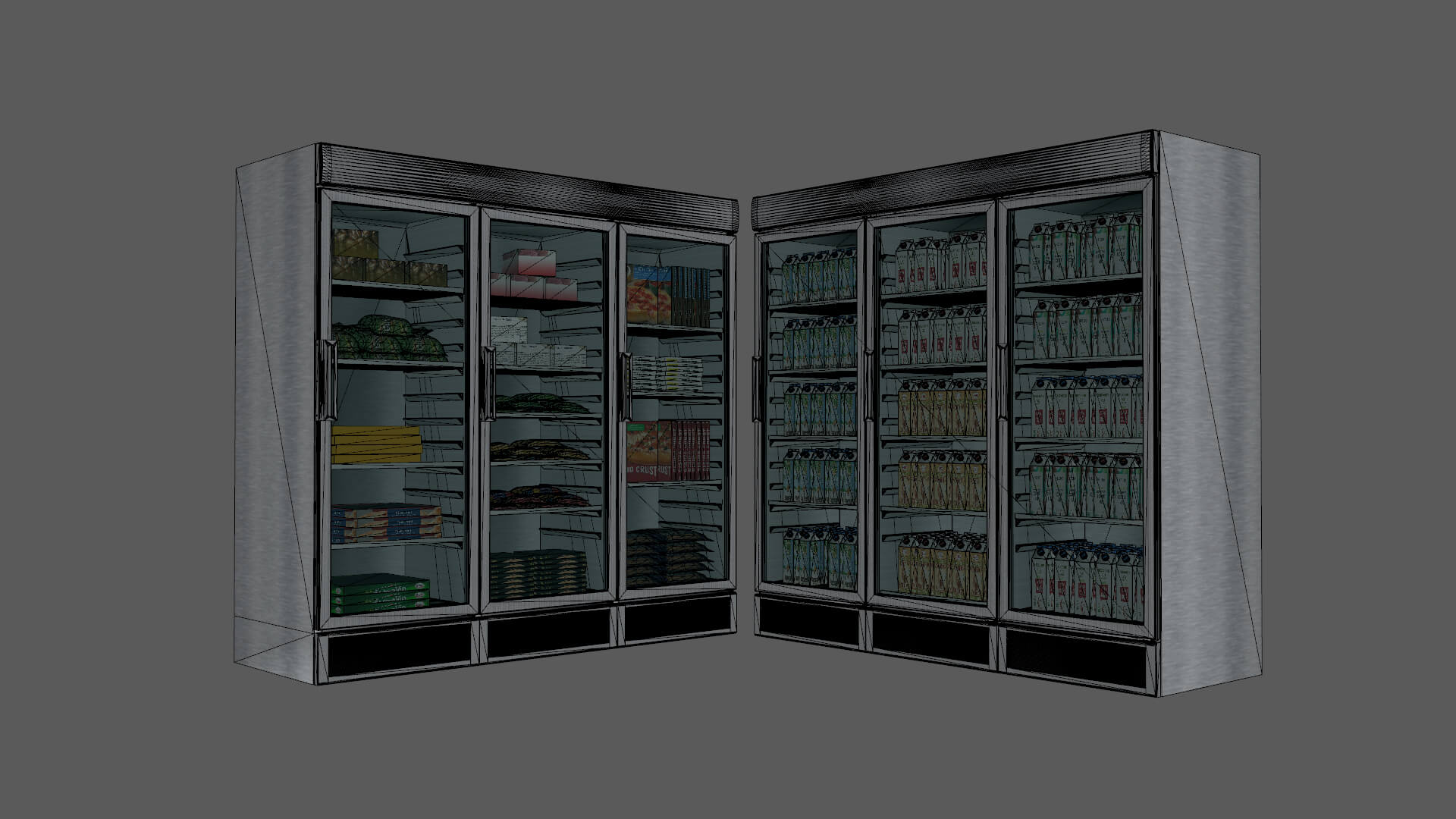 Supermarket Fridge Collection Low Poly 3D Model by Lord_akaal