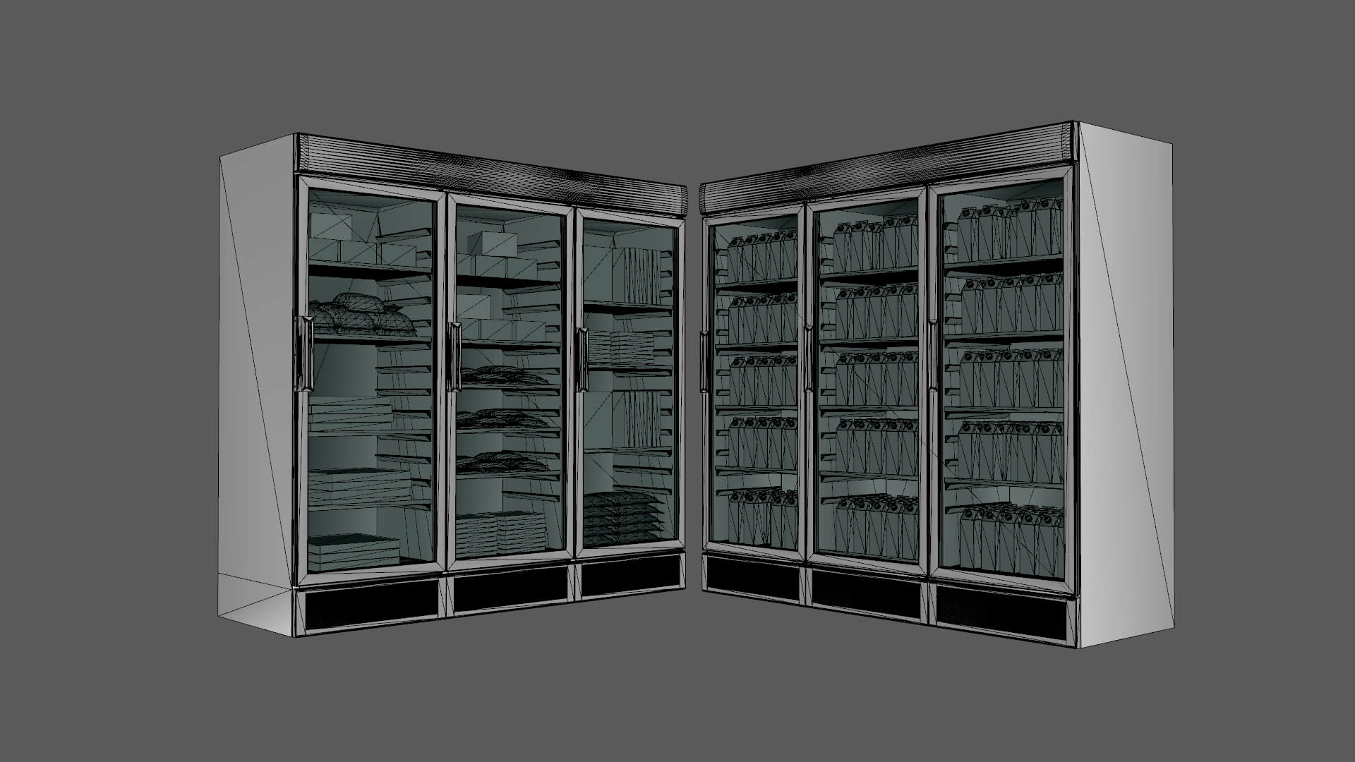 Supermarket Fridge Collection Low Poly 3D Model by Lord_akaal
