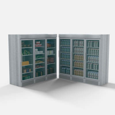 Supermarket Fridge Collection Low Poly 3D Model by Lord_akaal