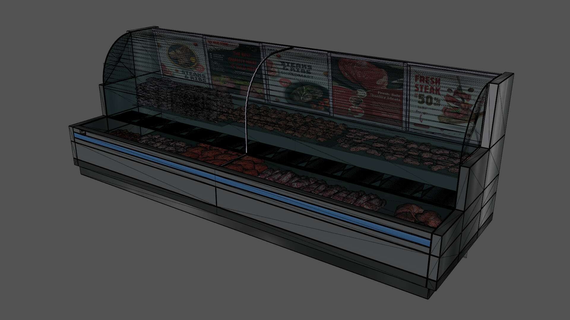 Supermarket Meat Shelve Stand Low Poly 3D Model by Lord_akaal