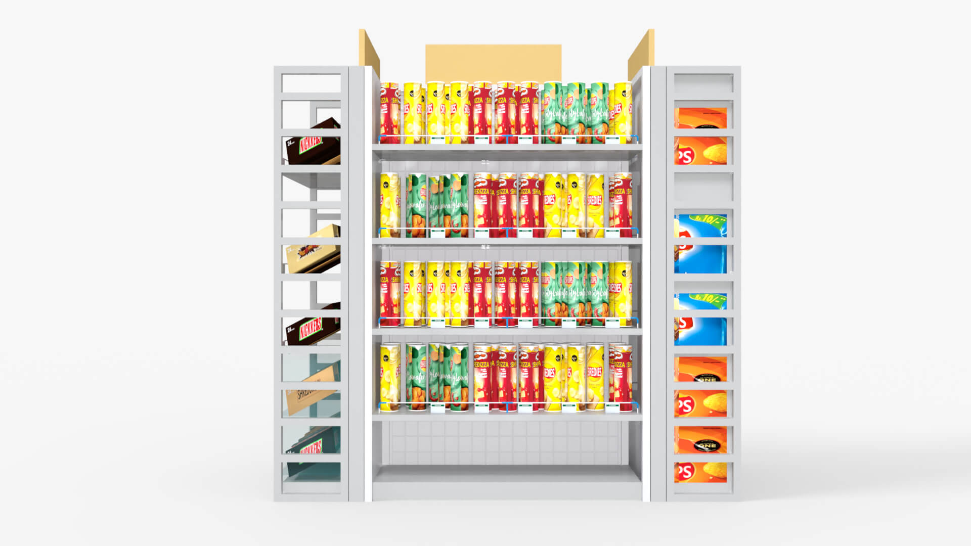 Supermarket Shelves Chips Pack Low Poly 3D Model by Lord_akaal