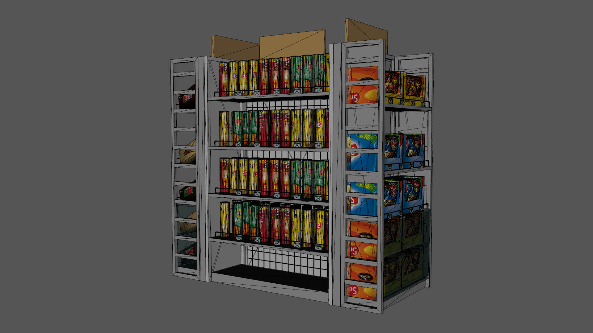 Supermarket Shelves Chips Pack Low Poly 3D Model by Lord_akaal