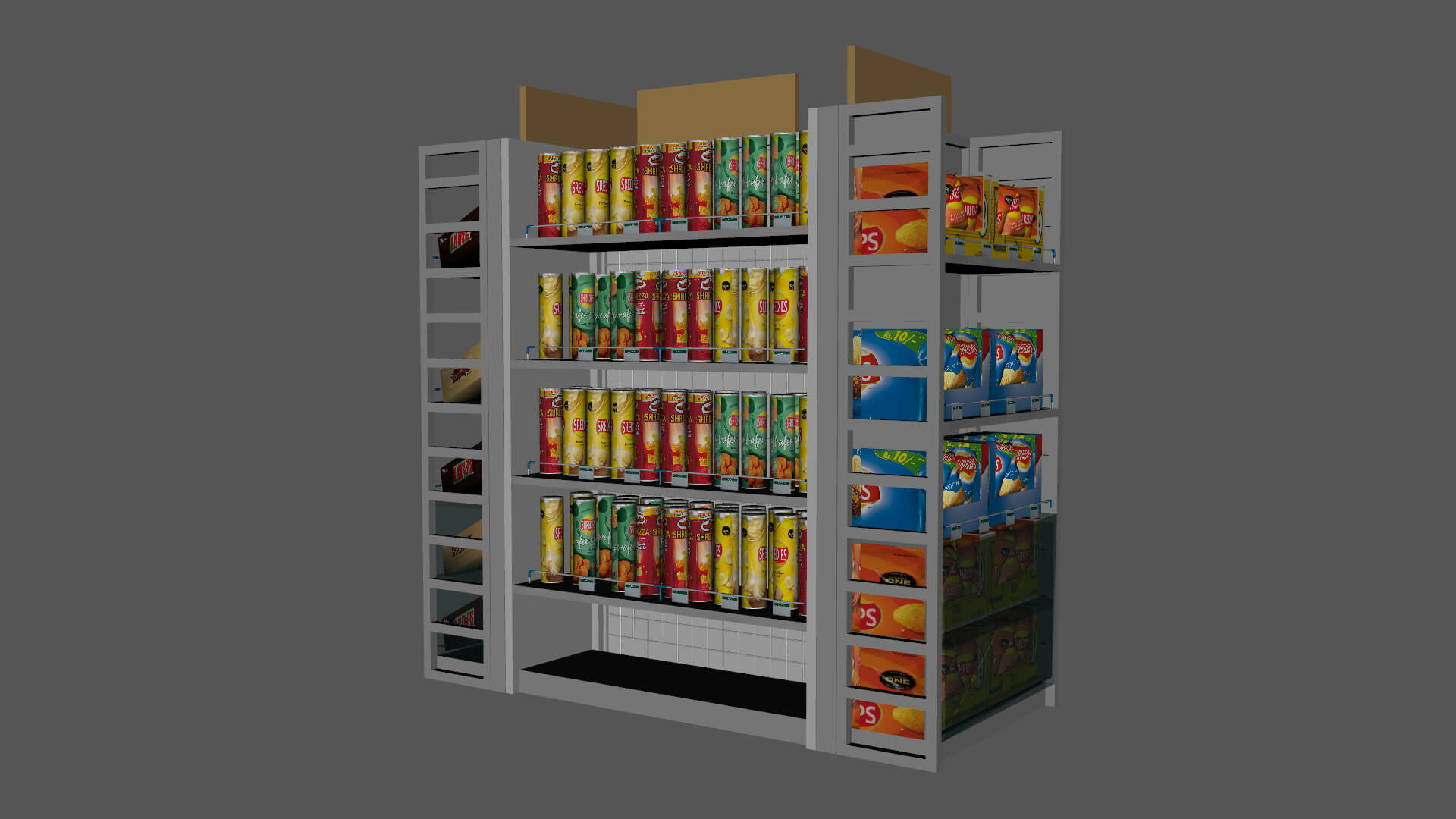 Supermarket Shelves Chips Pack Low Poly 3D Model by Lord_akaal