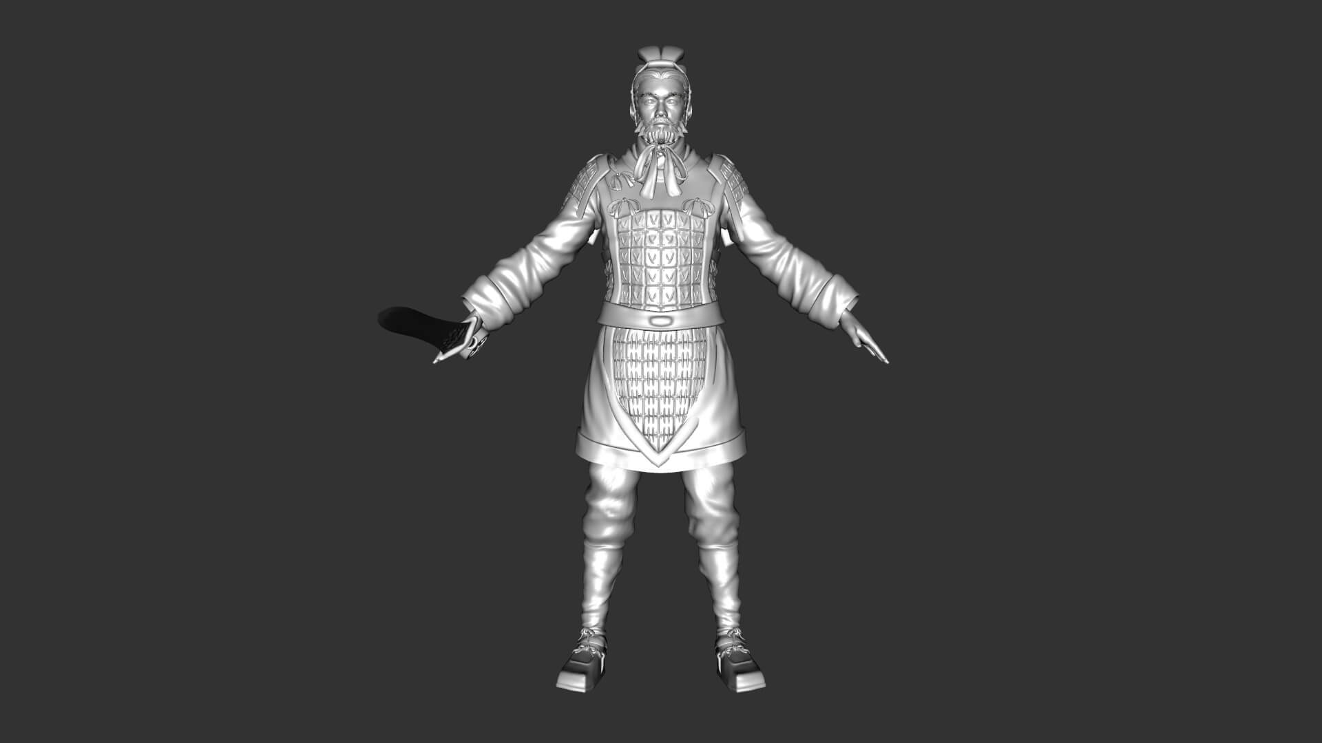 Terracotta Warrior Rigged Low-Poly 3D Model by Lord_akaal