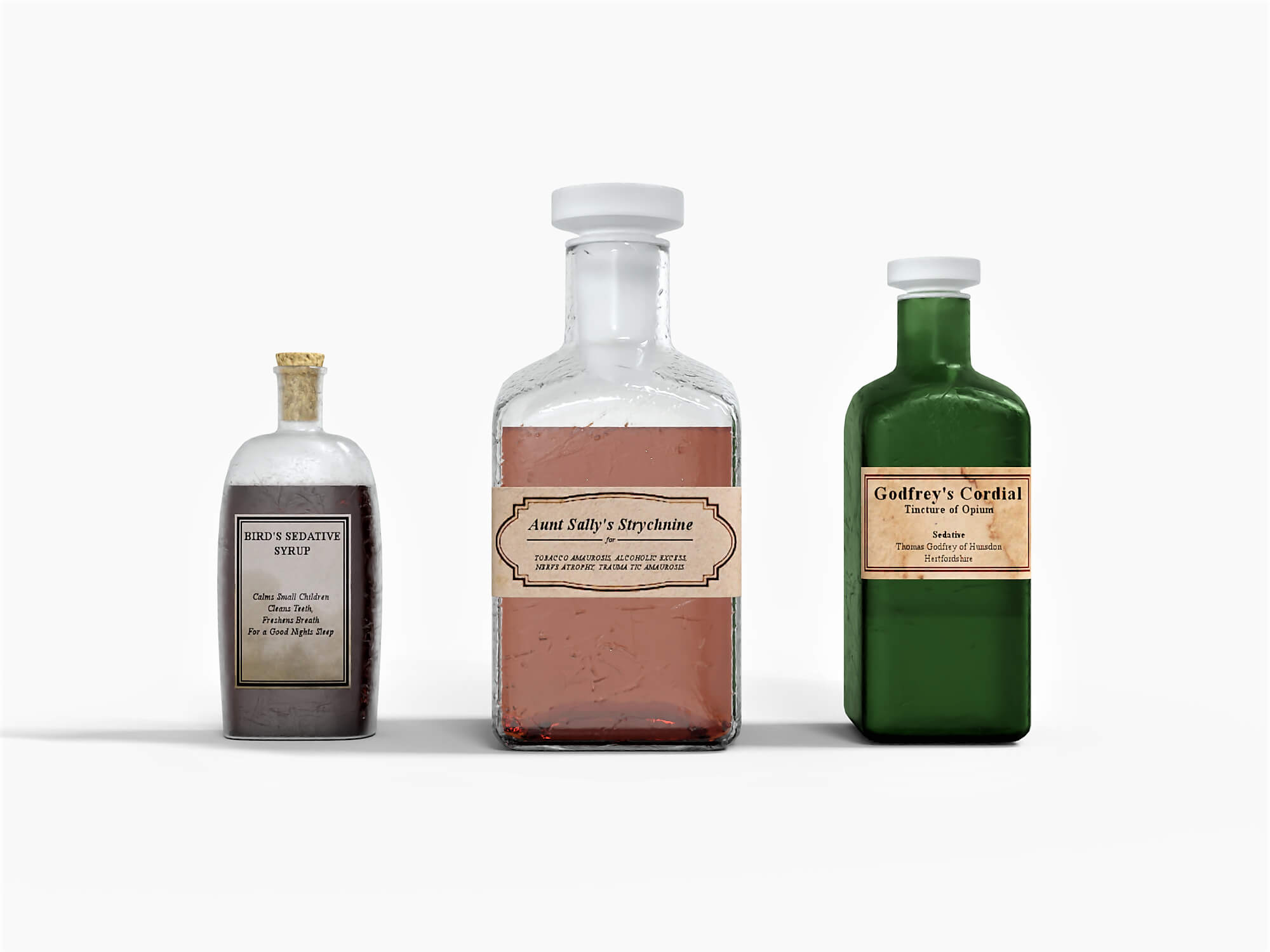 Victorian Medical Bottles Low Poly 3D Model by Lord_akaal