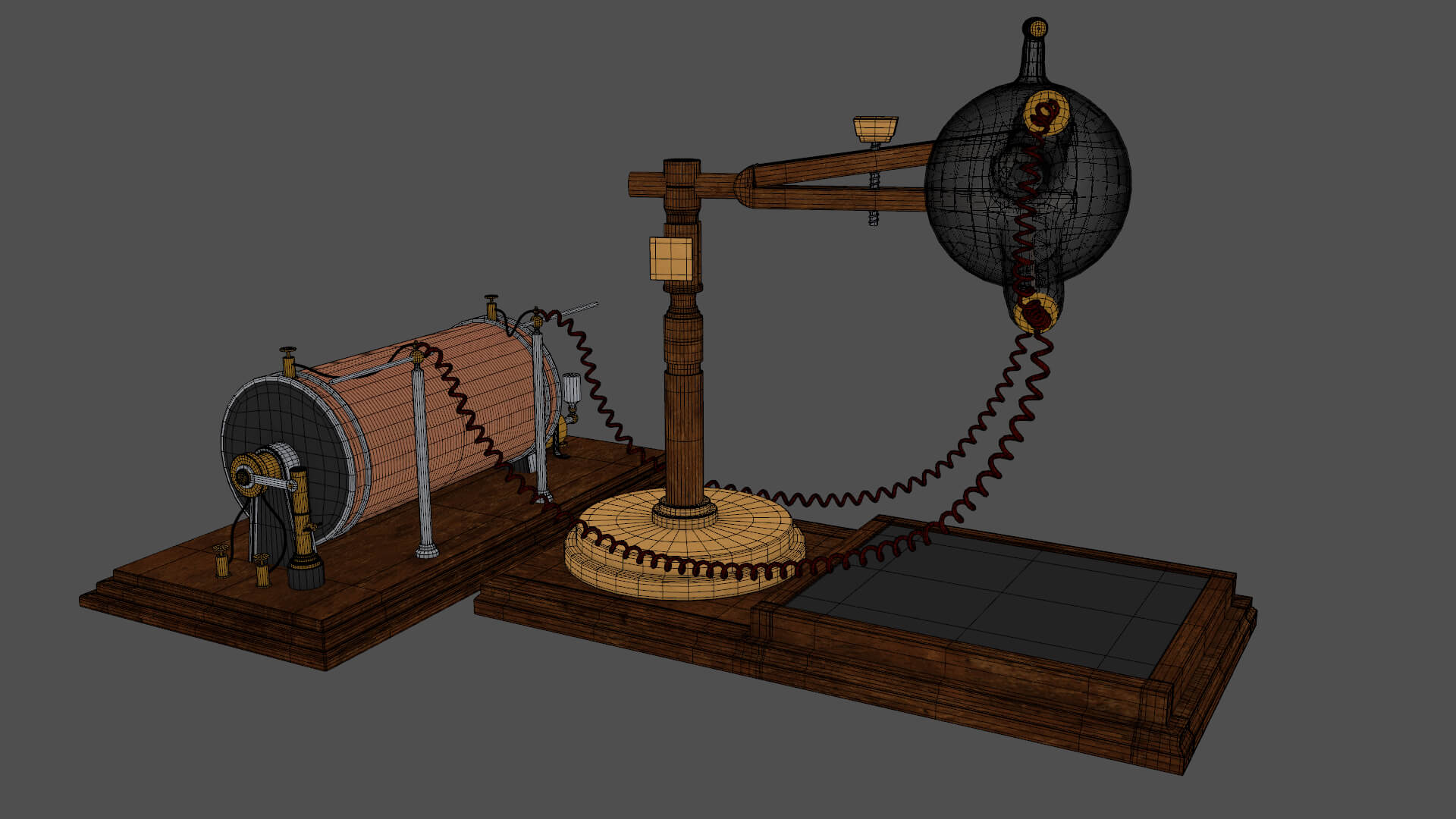 Victorian X Ray Machine 1895 Low Poly 3D Model by Lord_akaal