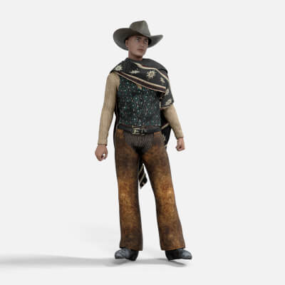 Wild West Sunset Rider Cowboy Low Poly - 3D Model by Lord_akaal