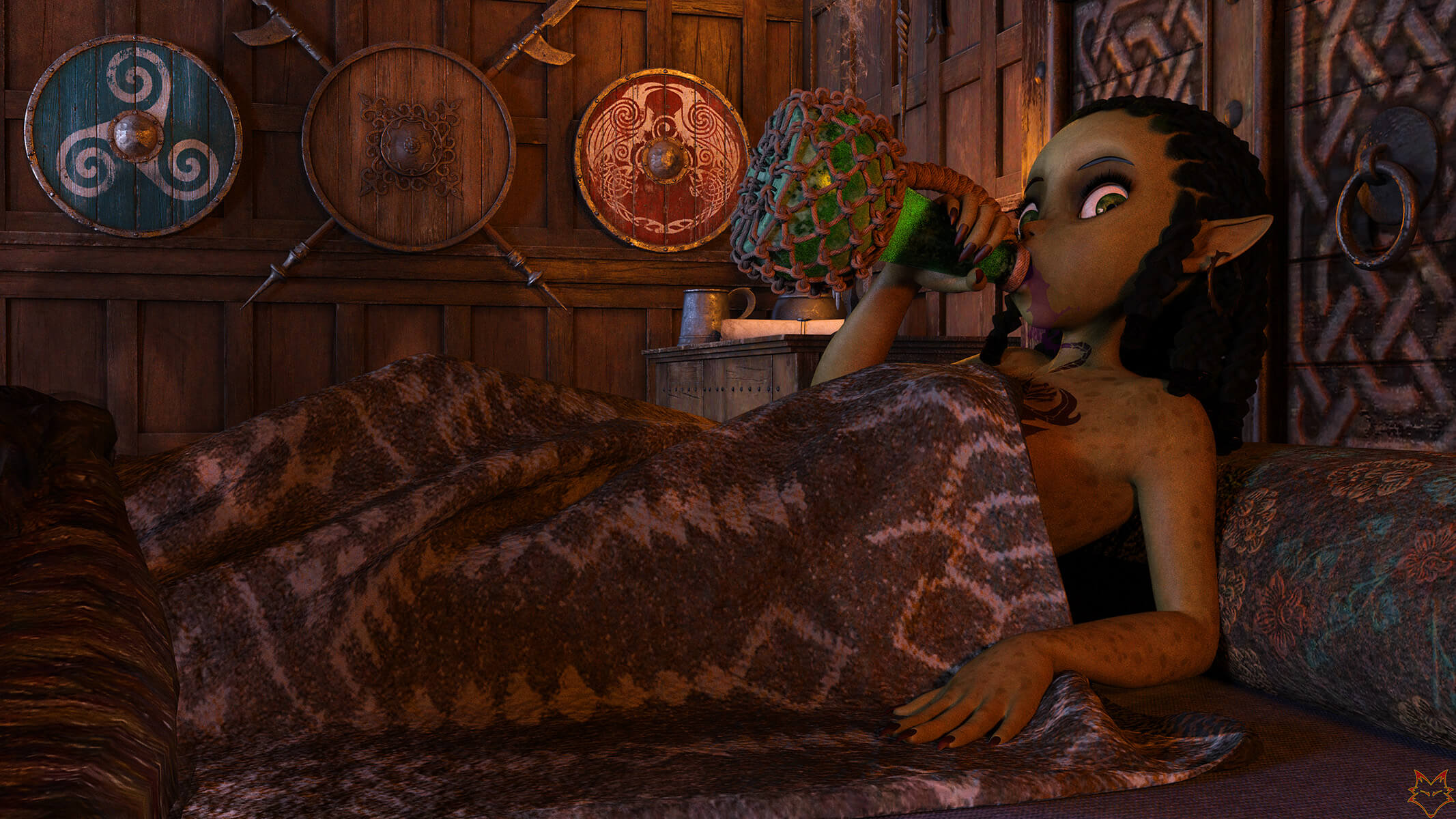 Liquid Courage 3D Render, Digital Art by lordcoyote