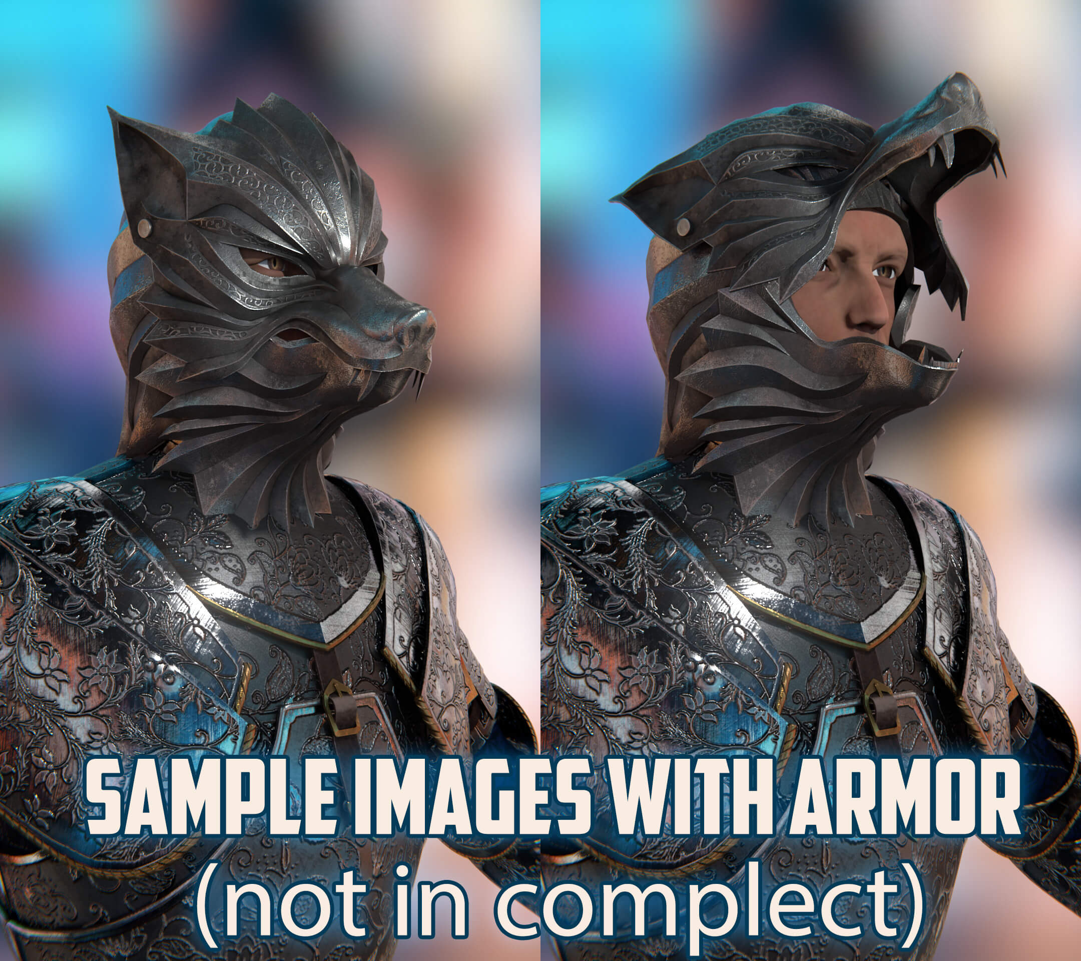 Fantasy Wolf Helmet - 3D Model by Lordische