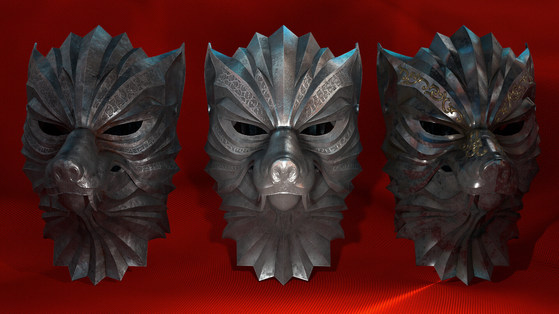 Wolf helmet 3D Render, Digital Art by Lordische