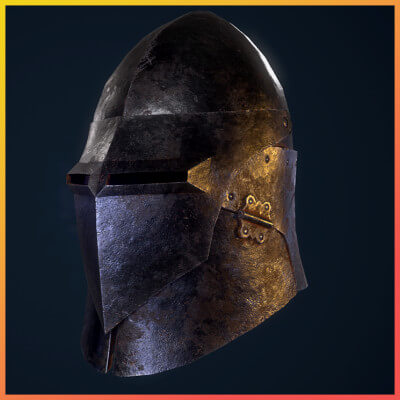 Grand Bascinet + 4 Skins - 3D Model by Lordische