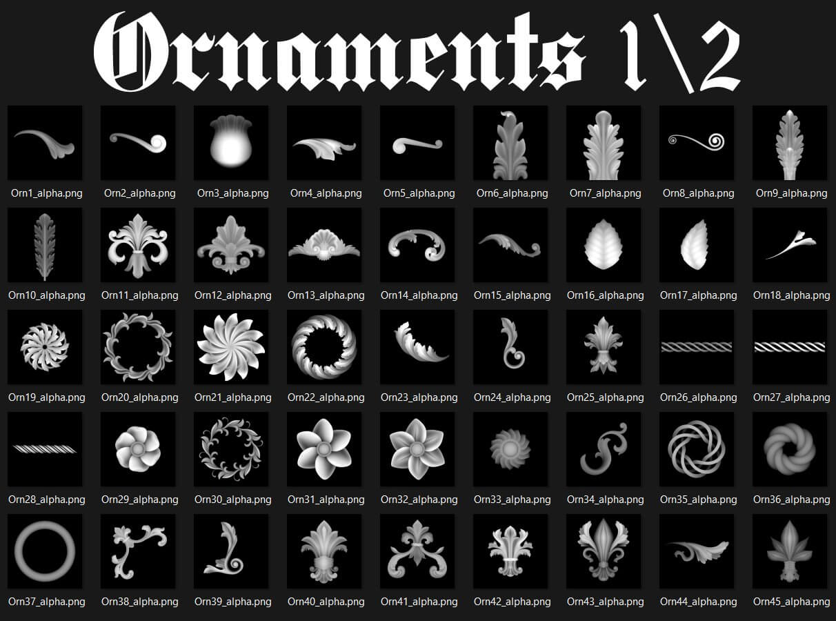 Heraldic and Ornament Alphas Pack - 3D Texture by Lordische