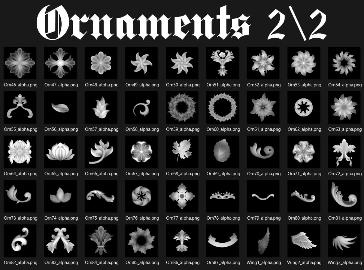 Heraldic and Ornament Alphas Pack - 3D Texture by Lordische