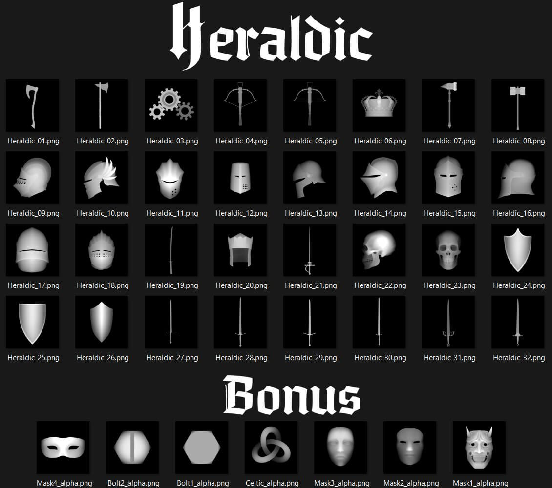 Heraldic and Ornament Alphas Pack - 3D Texture by Lordische