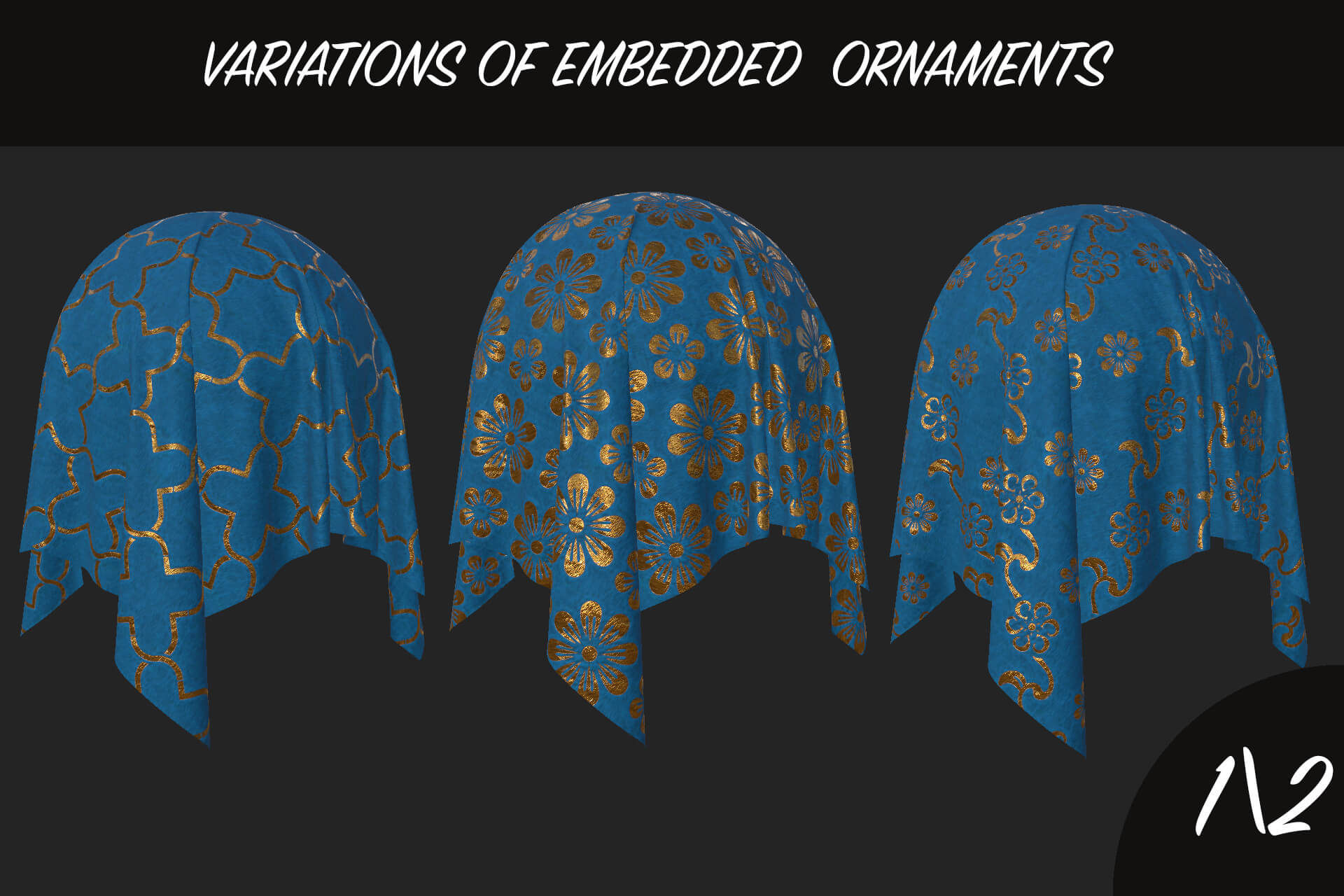 Medieval Fabric With Gold Sewings - 3D Material or Shader by Lordische