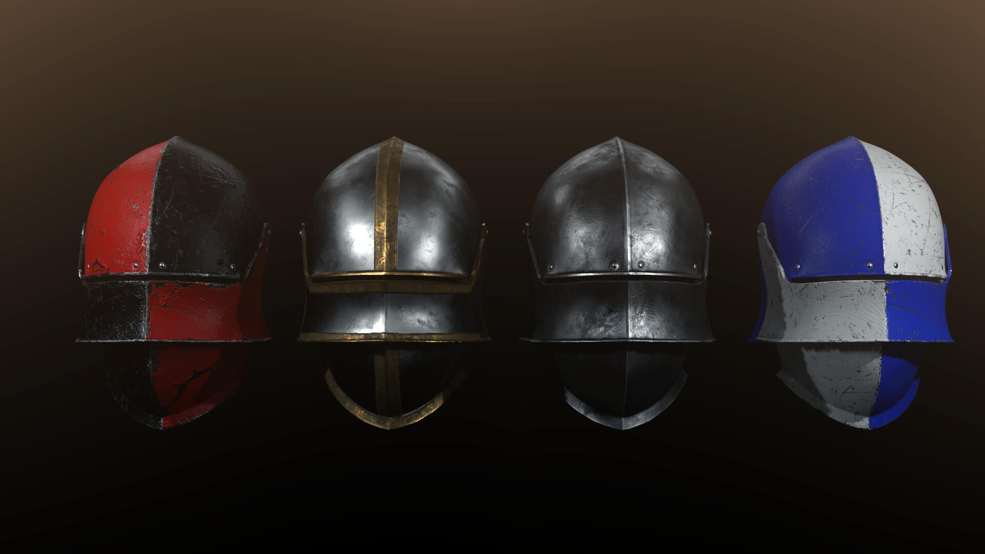 Sallet Helmet with 4 skins - 3D Model by Lordische