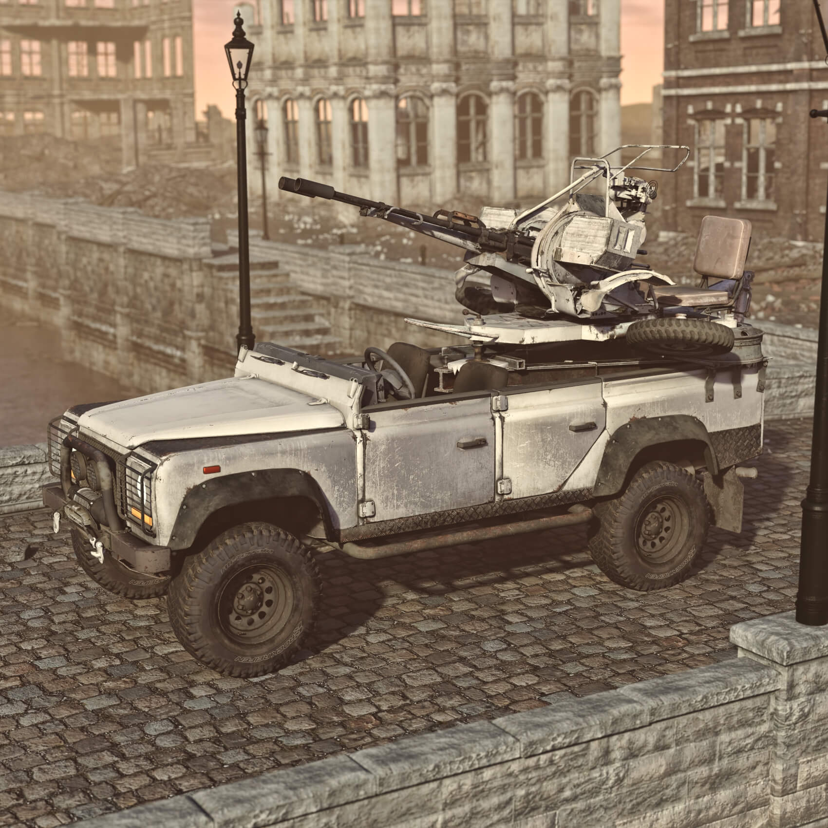 AA 2 Barrels Vehicle for DAZ3D - Daz Content by Loriel