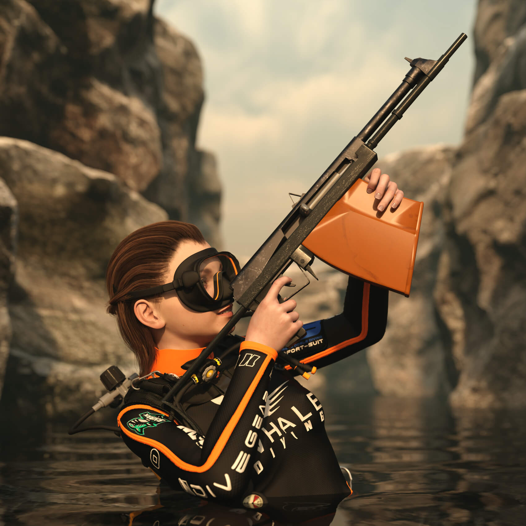 Aps Underwater Gun for G8F - 3D Model by Loriel