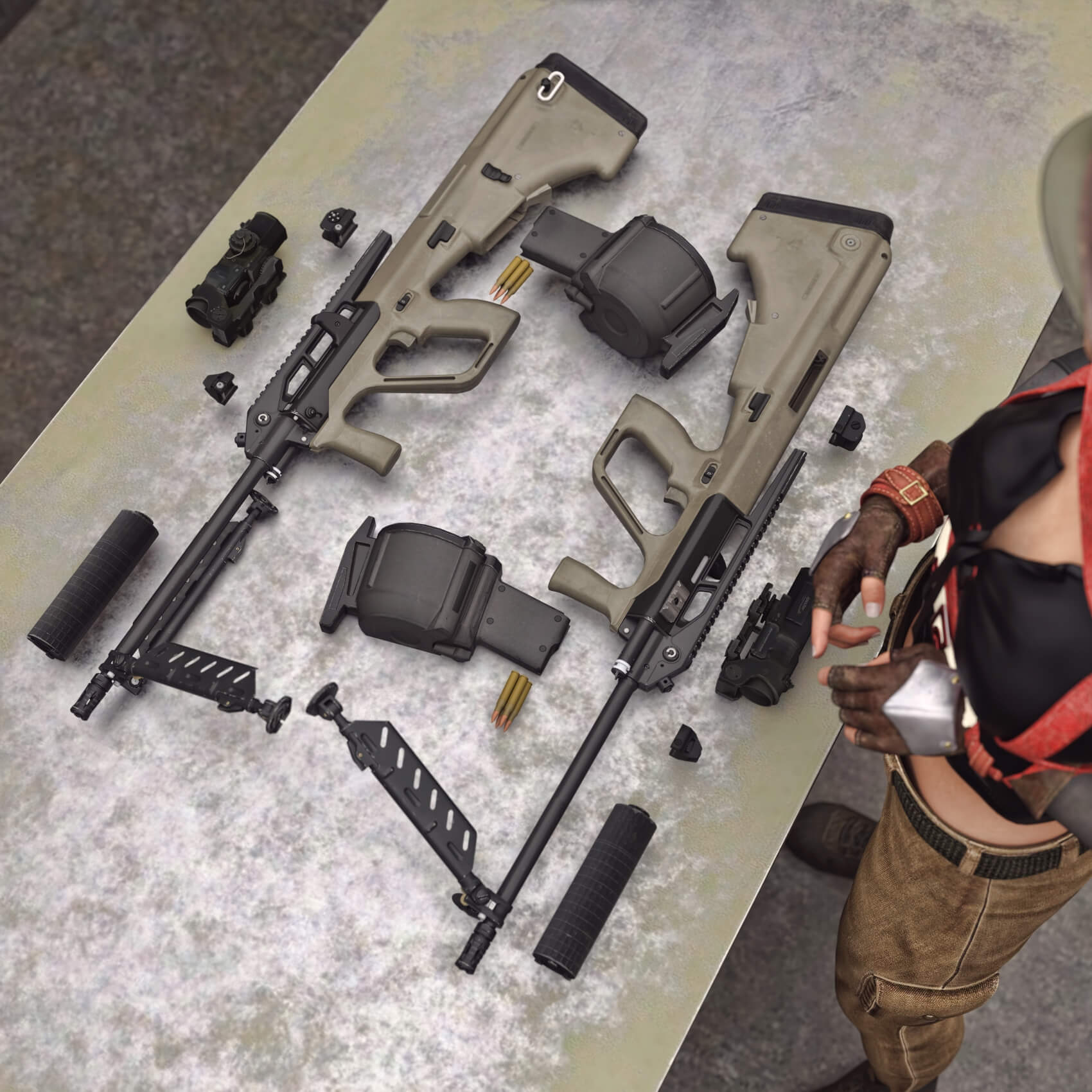 Aug MW Light Machinegun for G8F - Daz Content by Loriel