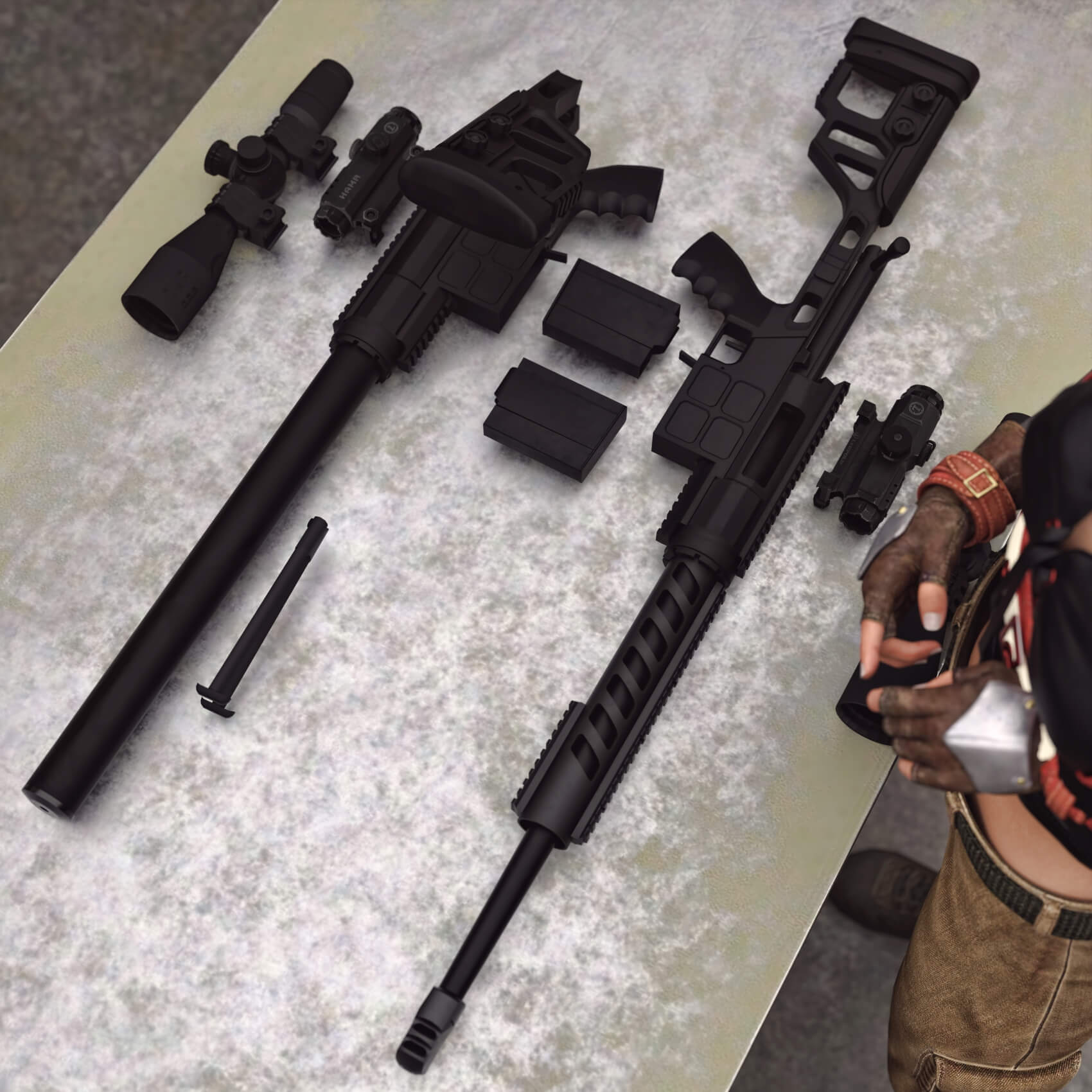 Dvl 10 Rifle (With Variants) for G8F - Daz Content by Loriel