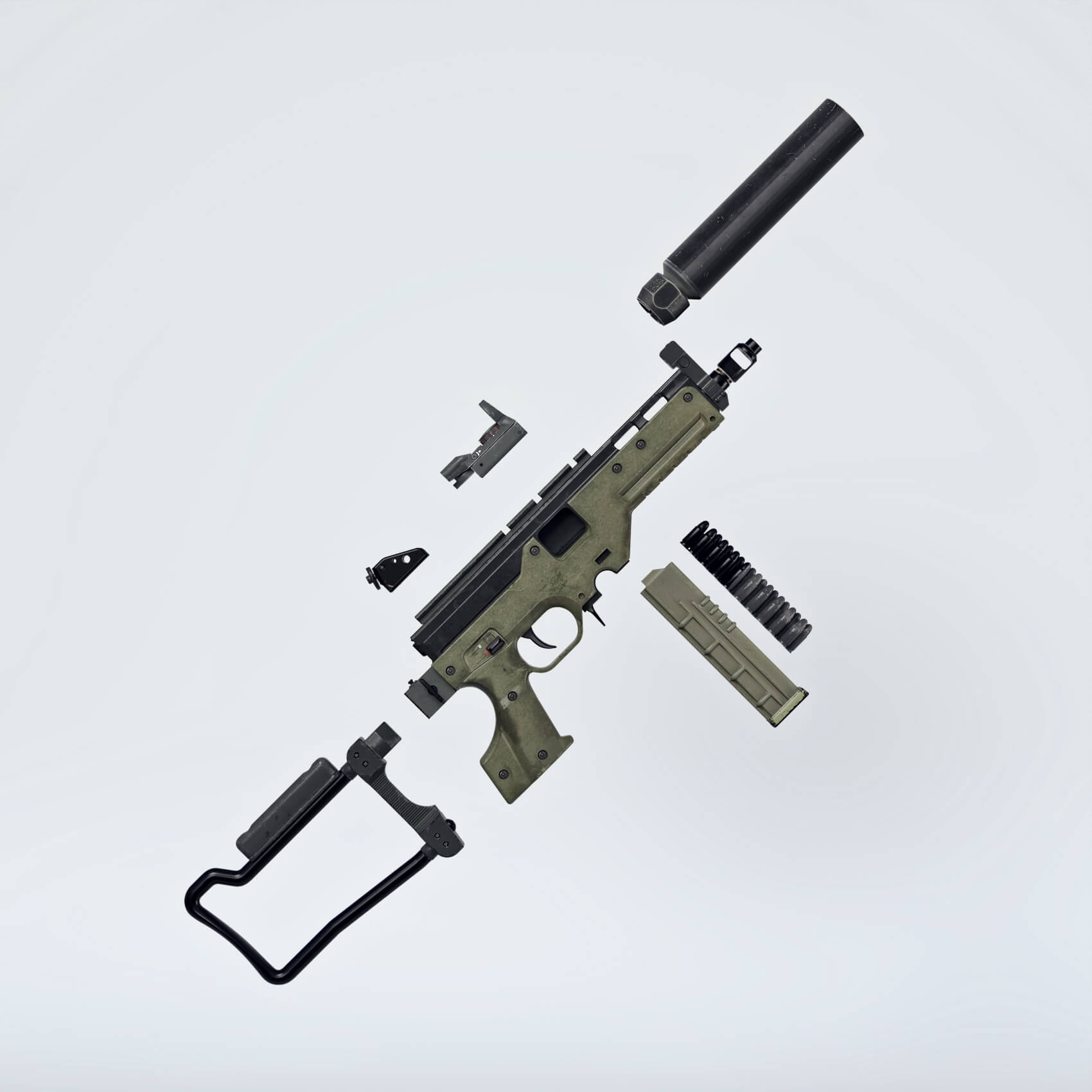 LC10 Submachine Gun CW for G8F and G9 - Daz Content by Loriel