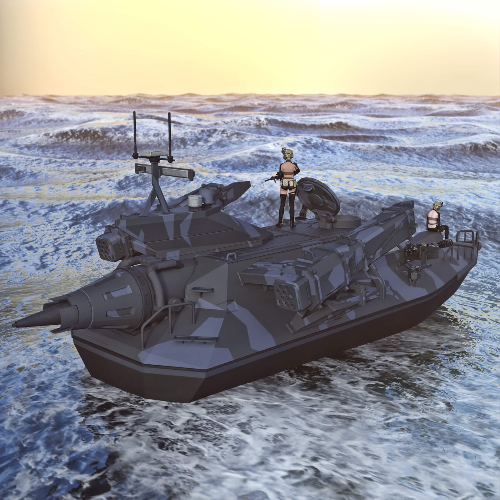 Looch Military Boat for DAZ3D - Daz Content by Loriel