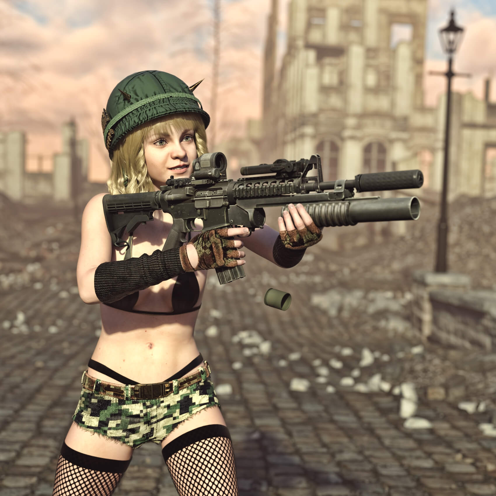 M4A1 TK Assault Rifle with Launcher for G8F and G9 - Daz Content by Loriel