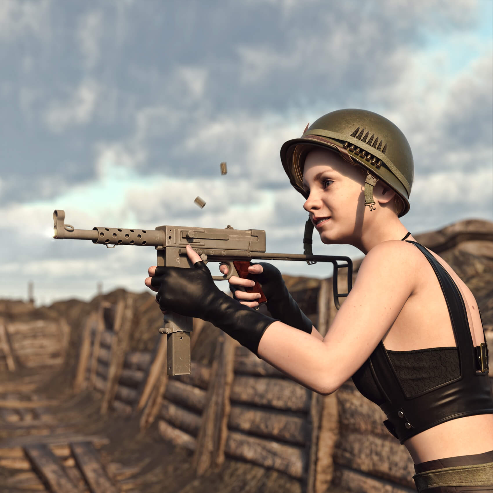 MAT49 SMG Gun for G8F - Daz Content by Loriel