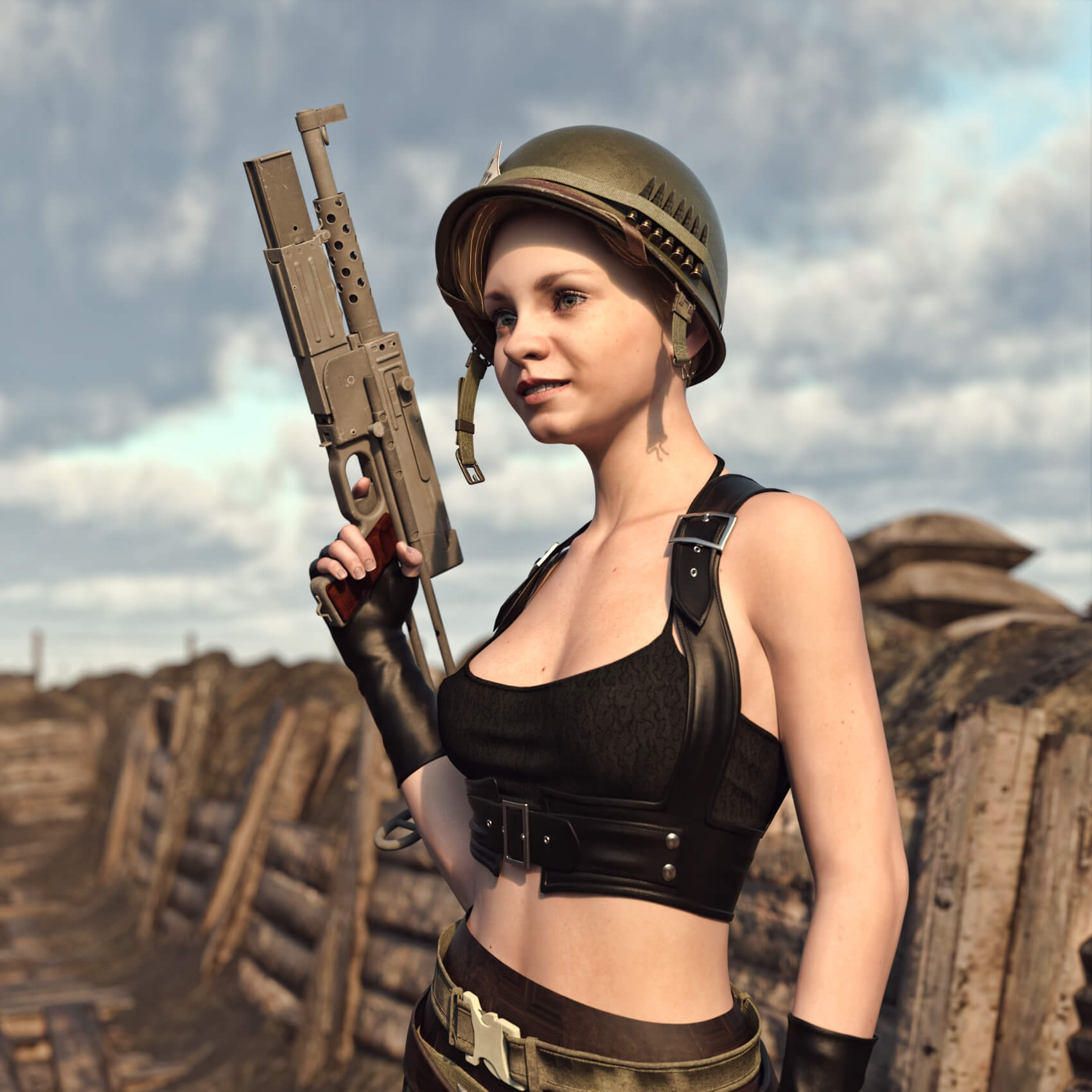 MAT49 SMG Gun for G8F - Daz Content by Loriel