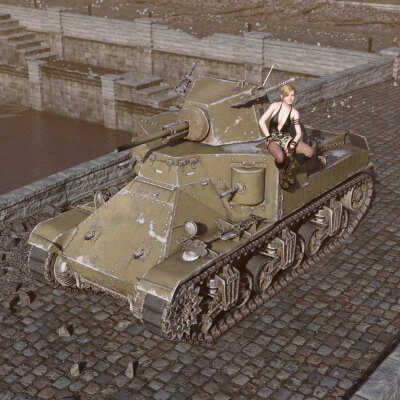 Medium Tank M2 WT for Daz3D - Daz Content by Loriel