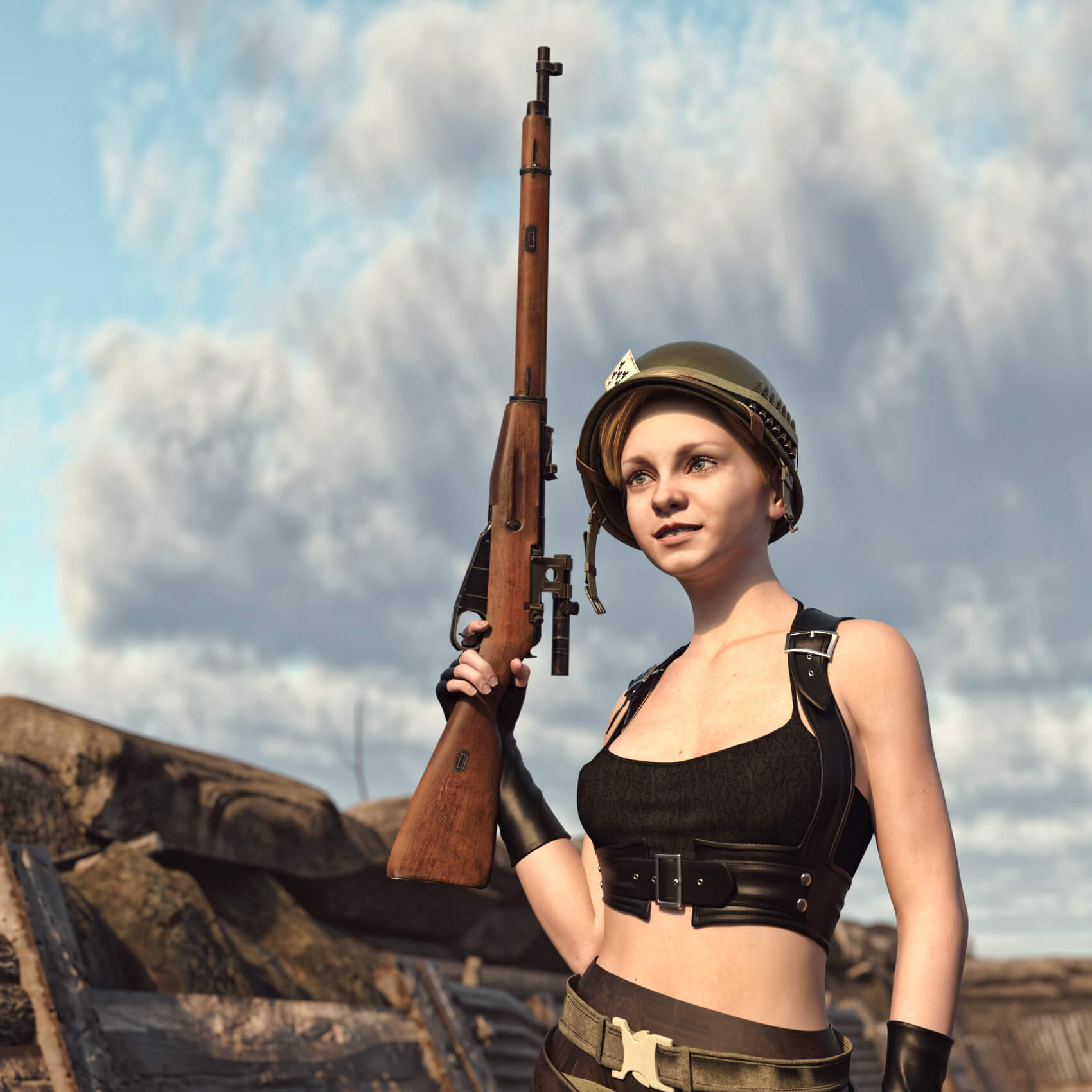 Mosin Sniper Rifle V2 for G8F - Daz Content by Loriel