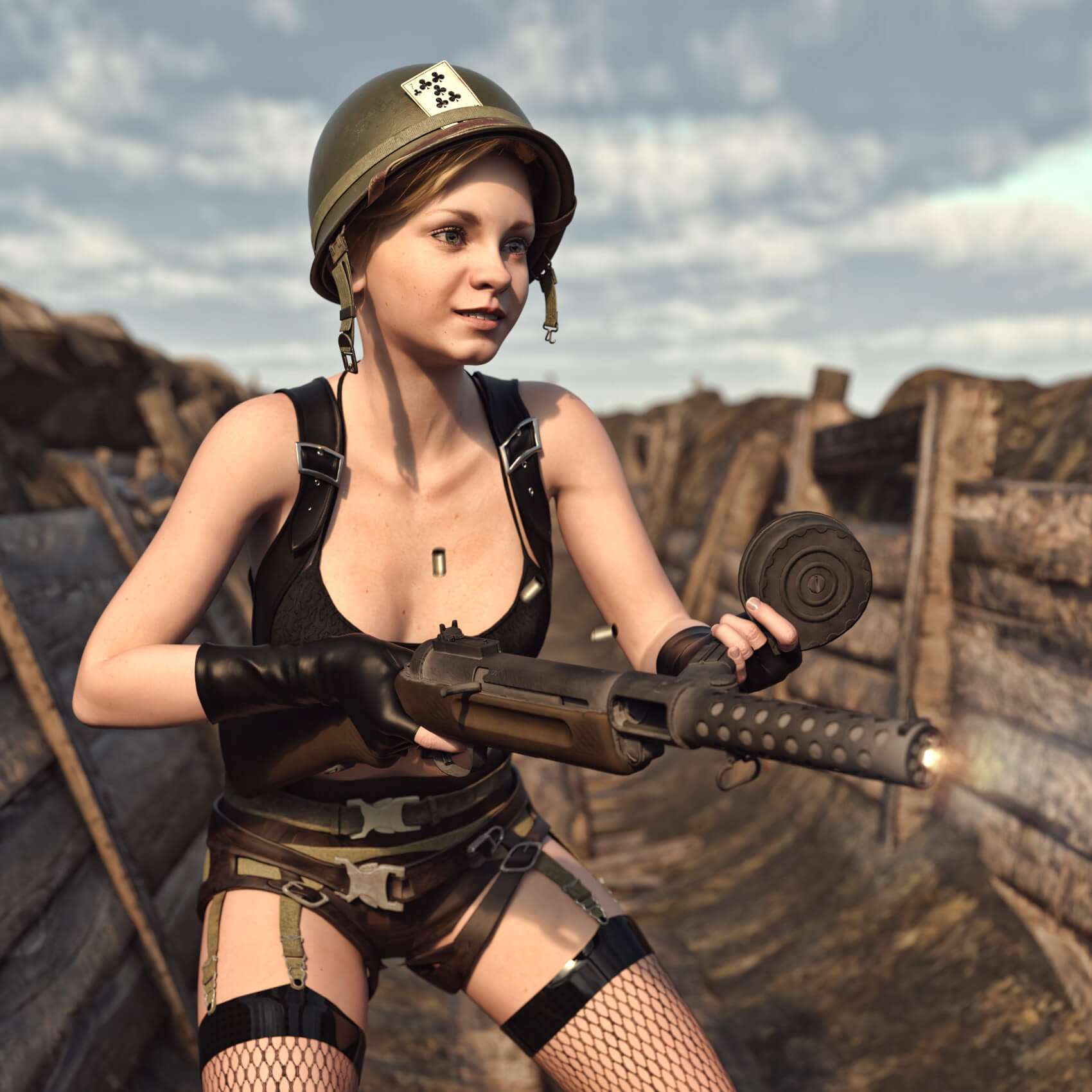 MP18 Submachine Gun for G8F - Daz Content by Loriel