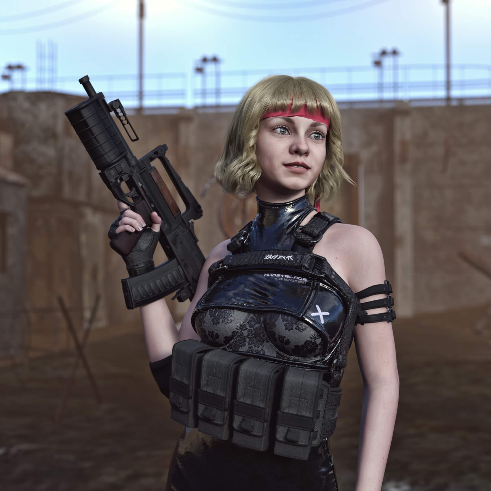 OTS-14 Groza Rifle with Launcher for G8F and G9 Daz Content by Loriel