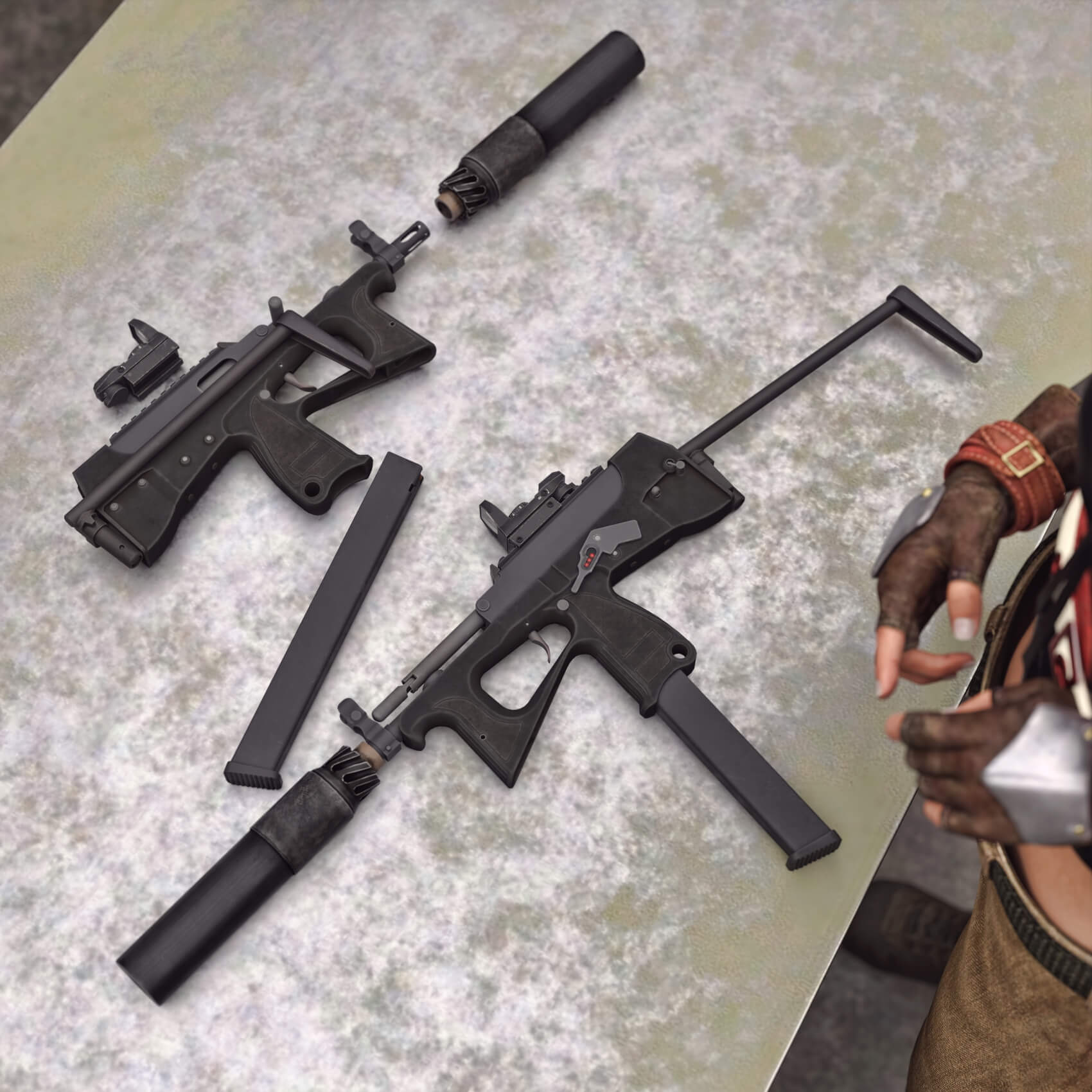 Pp2000 Silenced SMG for G8F and G9 - Daz Content by Loriel